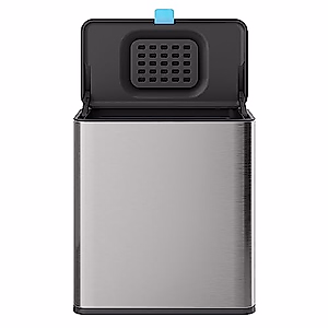 LINSSEN Stainless Steel Hanging Trash Can with Lid and Inner Bucket, 2 Gallon Kitchen Compost Bin for Counter Top, Under Sink or Wall Mount, Small Garbage Can for Cupboard/Bathroom/Bedroom/RV