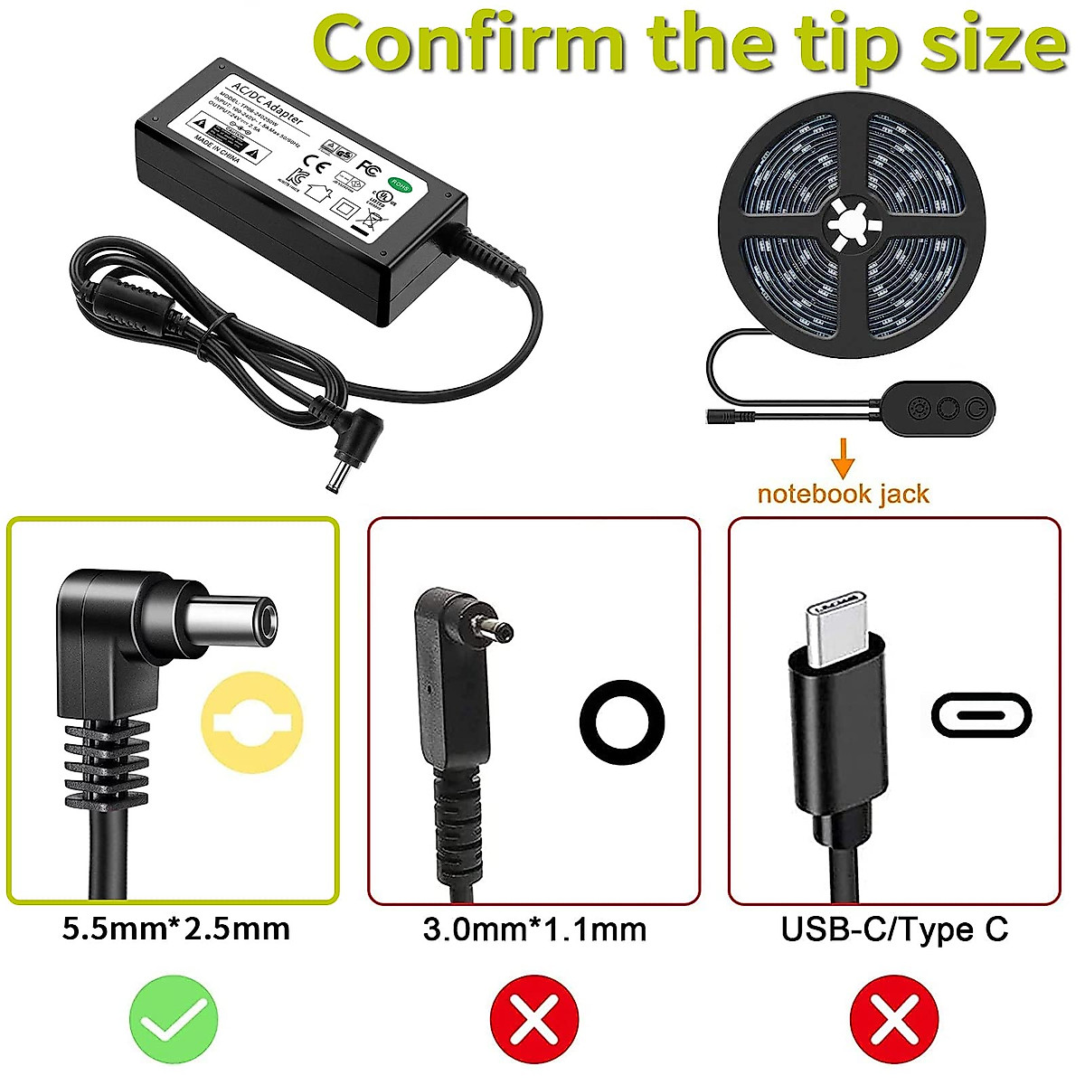 24V 2.5A Power Supply Adapter 110V-240V AC to DC 24 Volt 60 W Charger Power Cord for Logitech Racing Wheel,LED Strips, LCD Monitor,CCTV Camera