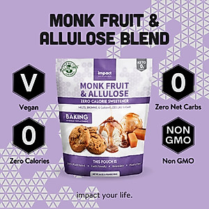 IMPACT Monk Fruit Allulose Sweetener, Zero Calorie Blend, Keto Friendly Sugar Substitute (4 lb)