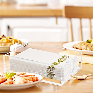 Rubtlamp 2 Pack Clear Napkin Holder, Flat Napkin Holder,9x5.5x2.5inch Acrylic Guest Towel Napkin Holder,Clear Bathroom Paper Hand Towels Storage Tray For Kitchen Dinning