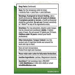 T-Relief Arthritis Arnica +12 Pain Relieving Natural Medicines Help Reduce Soreness Stiffness Aches & Pains in Joints Naturally - 100 Tablets (2 Pack)