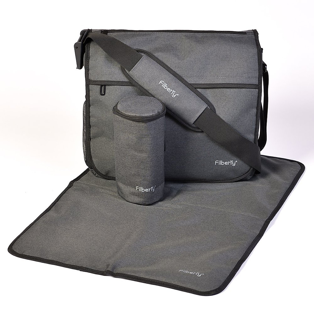 Filberry Messenger DIAPER BAG for DADS & MOMS to share baby care! - Top zipper for easy access - Large - Grey/Black – MEN love it!