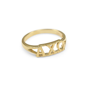 The Collegiate Standard Alpha Chi Omega 14k Gold Plated Sorority Ring with Greek letters
