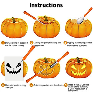 QJIUBA Halloween Pumpkin Carving Kit，Professional Stainless Steel Pumpkin Carving tools，Safe and Easy Bulk Pumpkin Carving Kit for Kids Adults，Family Decorations DIY Carving Gift（10PACS