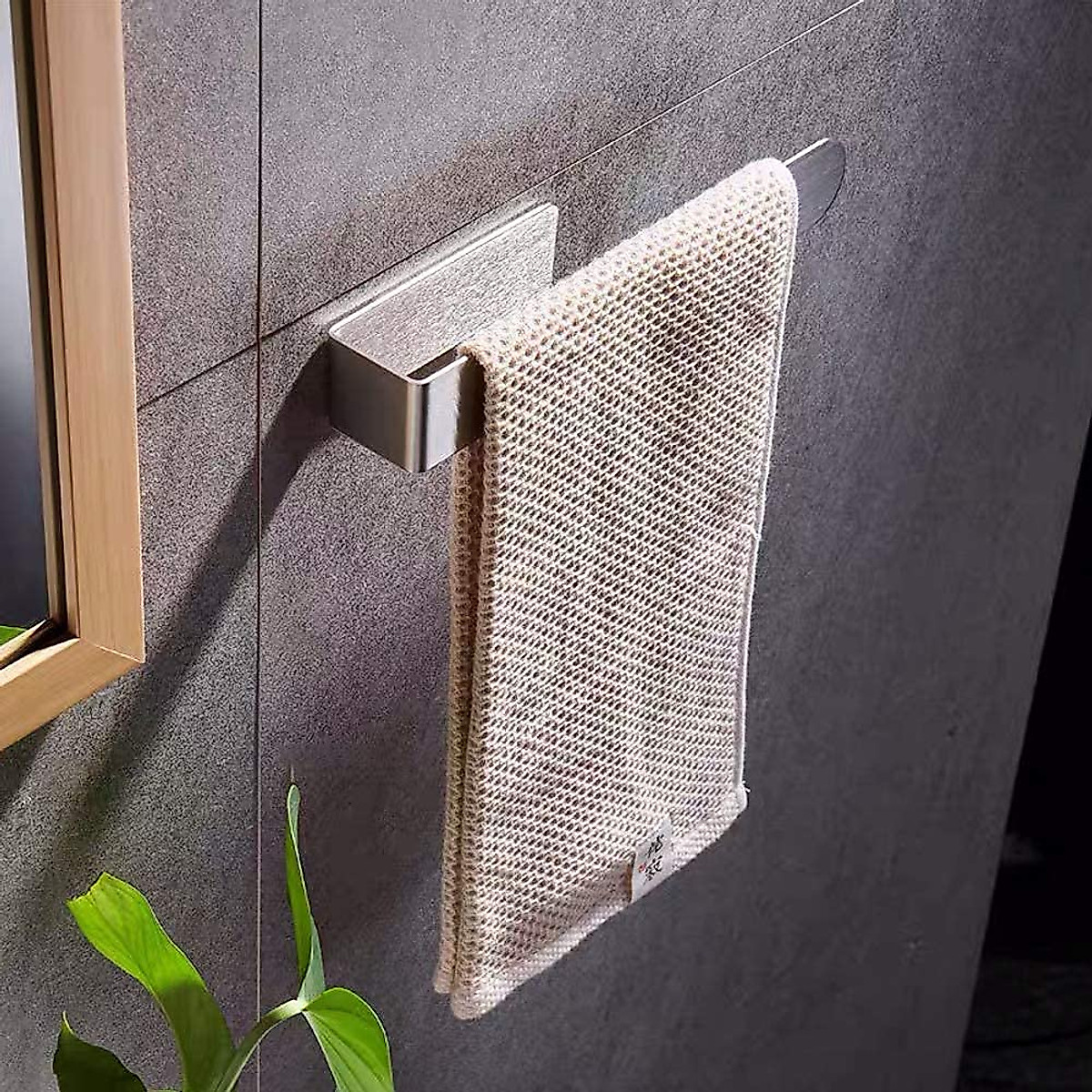 MOKIUER Hand Towel Holder Hand Towel Ring Towel Bar for Bathroom Kitchen Self Adhesive,Stainless Steel Brushed.Pack of 2