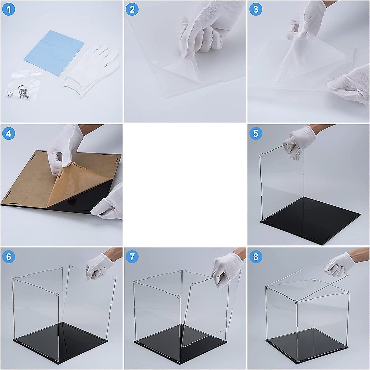 Cliselda Clear Acrylic Display Case with Black Base 10x10x10 in, Sturdy Acrylic Display Box Countertop Box Square Glass Case, Dustproof Protection Showcase for Action Figures Toys Collectibles