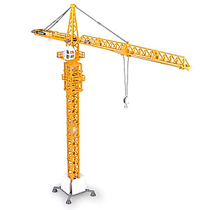 KAIKEA 1/50 Scale Metal Diecast Tower Crane Metal Construction Vehicles Model Toy, Cab 360 ° Rotated, for Kids and Adults