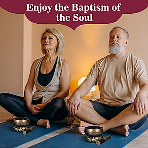 Sovvid Tibetan Singing Bowl Set - 4inch Meditation Sound Bowl Handcrafted in Nepal for Healing and Mindfulness Unique Large Sound Bowl with Dual End Striker and Cushion Relaxation Gifts for Women Men