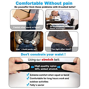 DOOPAI Belt Men, elastic golf belts for men, 2 Pack Nylon Ratchet Belt Mens Belts Casual, Adjustable Trim to Fit