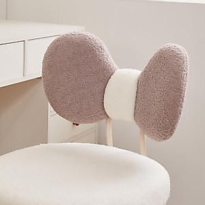 HousePrint Vanity Chair with Bowknot Back, Comfy Desk Chair no Wheels 360°Swivel Makeup Stool, Makeup Chair for Vanity with One-Whole Metal Legs for Dressing Room, Bedroom, Chic & Modern Look