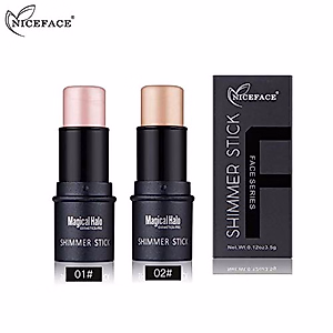 Highlighter Stick, NICEFACE Shimmer Cream Powder Waterproof Light Face Cosmetics ( 2 colors )