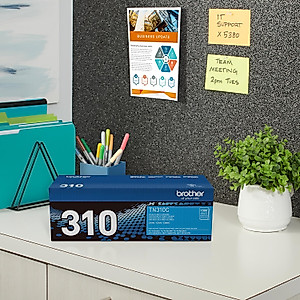Brother Genuine Standard Yield Toner Cartridge, TN310C, Replacement Cyan Toner, Page Yield Up To 1,500 Pages, TN310