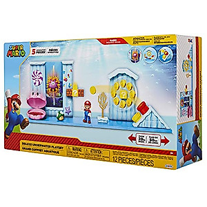 Nintendo Super Mario Deluxe Underwater Playset with 5 Interactive Environmentpiece – Includes 2.5” Mario Figure, 1-Up Mushroom Accessory & Warp Pipe Coin Launcher