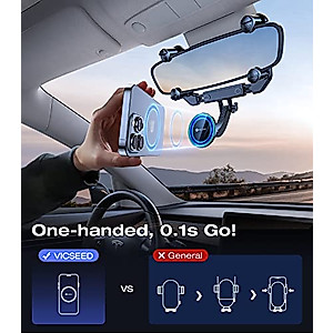 VICSEED for MagSafe Car Mount [Fit All Mirrors & Phones] Rearview Mirror Phone Holder for Car [20 Strong Magnets] Magnetic Rear View Mirror Phone Holder Hands Free 360° Rotatable Phone Mount for Car