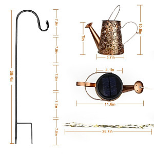 Solar Watering Can Lights,Solar Outdoor Lights,Outdoor Hanging Waterproof with 90Led String Lights,Decorations for Lawn,Backyard,Patio,Chrismas,Retro Metal Lights for Gifts for Mom Women Birthday