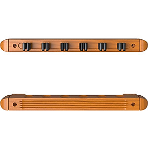 Fat Cat 2-Piece Wall Mounted Hardwood Billiard/Pool Cue Rack, Holds 6 Cues