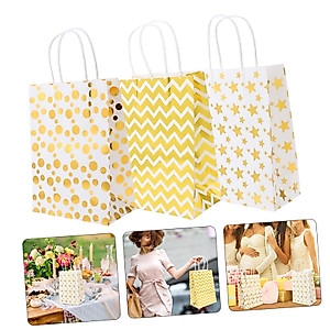 SOLUSTRE 36 Pcs Kraft Paper Gift Bag Paper Gift Bags Candy Gift Bags Gift Wrapping Bags Yellow Shopping Bags Halloween Presents Bag Retail Bags Christmas White Kraft Paper Child Customized