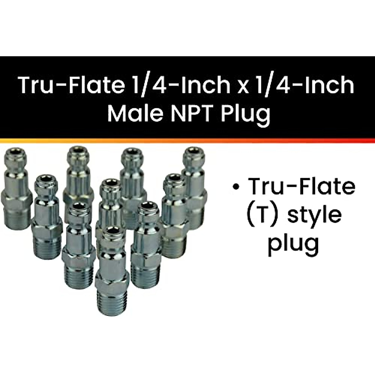 Hot Max 28130 Tru-Flate 1/4-Inch x 1/4-Inch Male NPT Plug, 10-Pack
