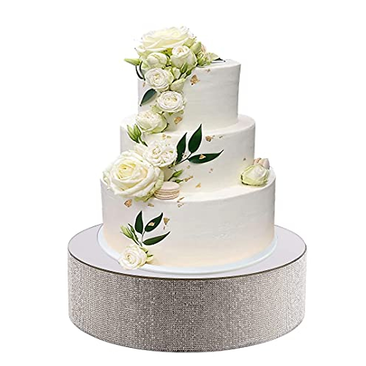 Flavorthings 16 Inches Bling Round Cake Stand Cupcake Base with Crystal Rhinestones Mirror Top, Gorgeous Cake Display Decorative Centerpiece for Wedding Parties (Silver, 16")