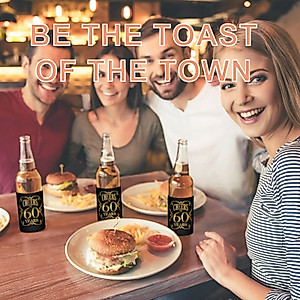 FANKUTOYS 60th Birthday Can Cooler Sleeves, Neoprene Beverage Bottle Can Sleeves - 60th Party Anniversary Decorations and 60th Birthday Gift for Men & Women, Black & Gold (12 Pcs)