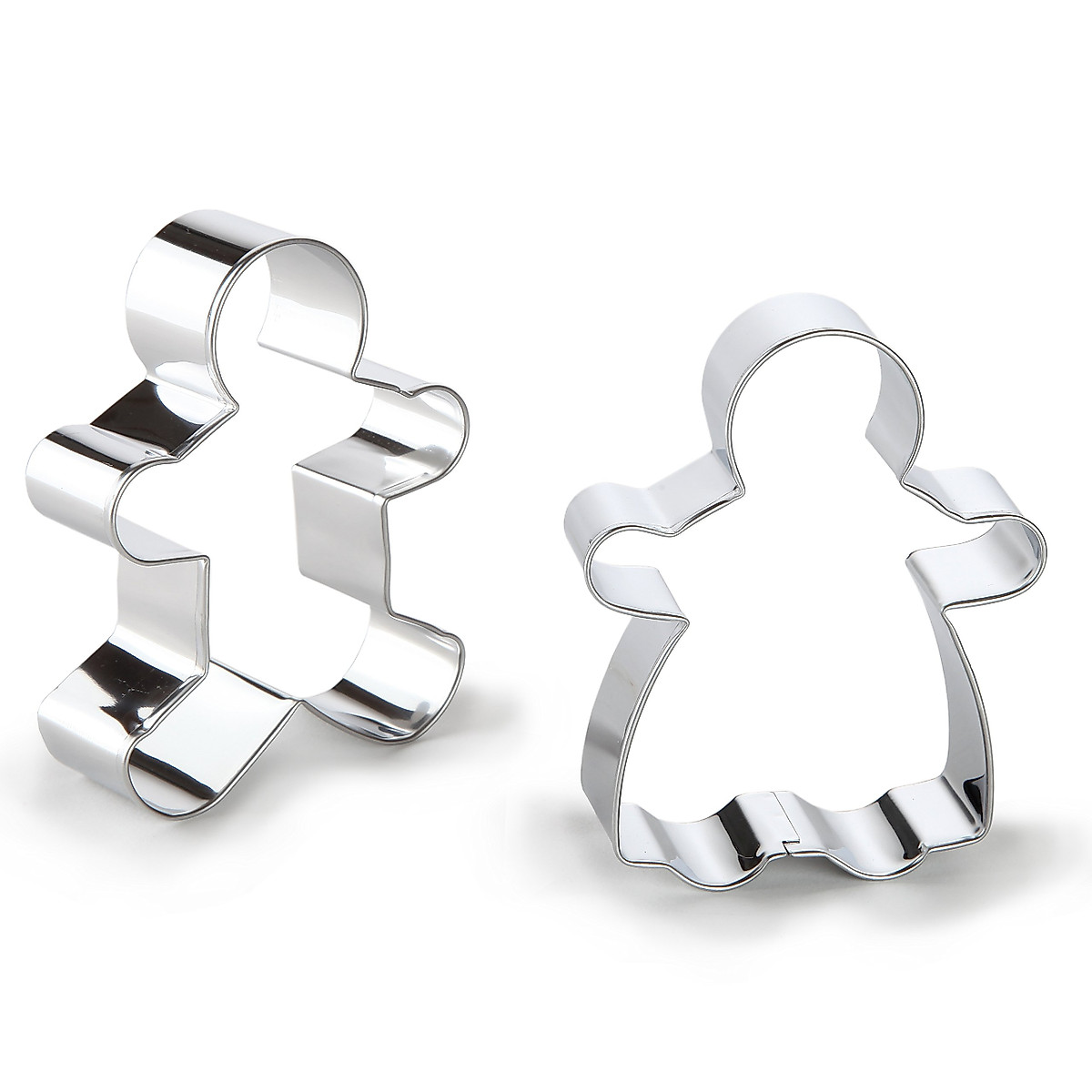 Bakerpan Stainless Steel Gingerbread Cookie Cutters, Boy and Girl Gingerbread Cookie Cutter Set - 3.5 Inch