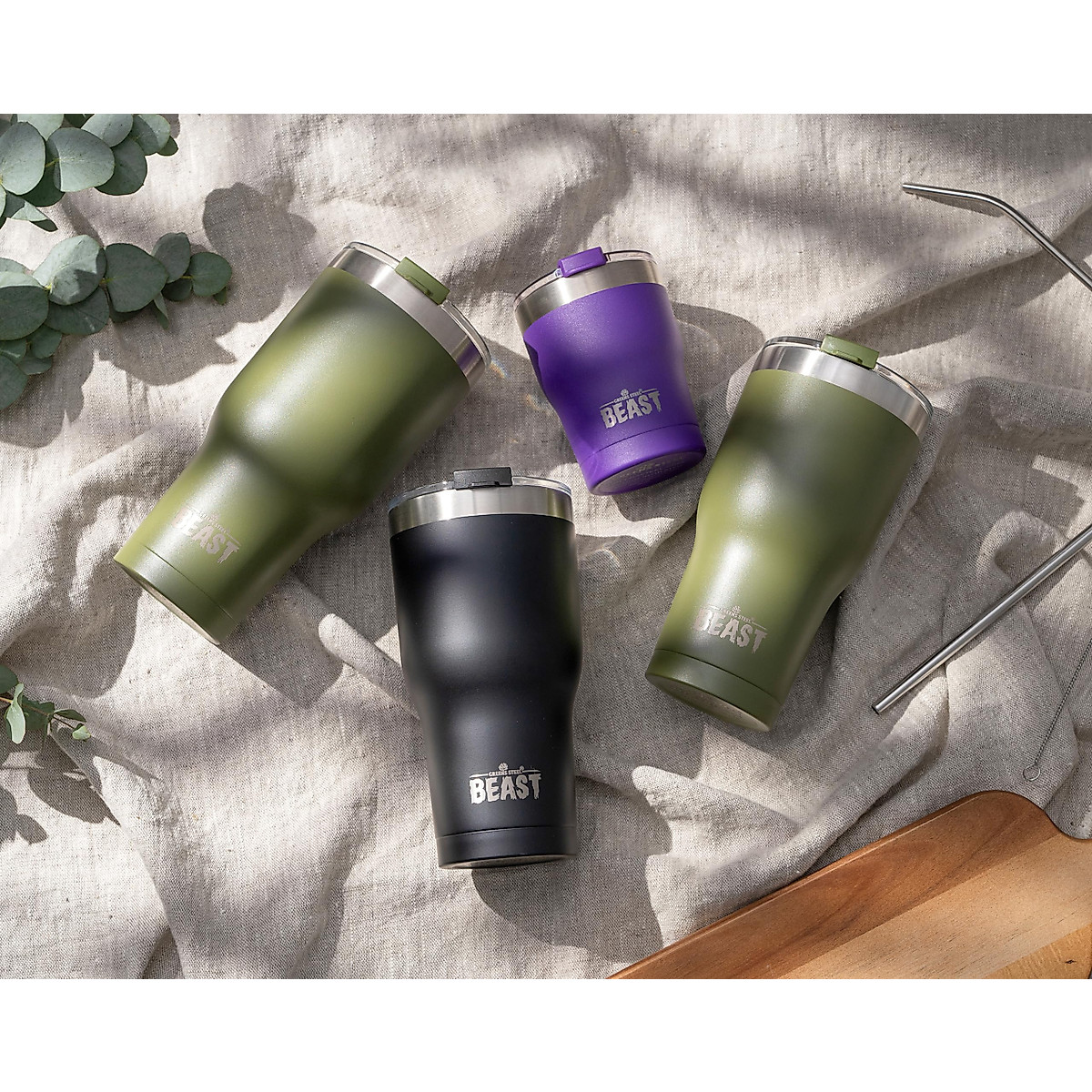 Beast 40 oz Tumbler Stainless Steel Vacuum Insulated Coffee Ice Cup Double Wall Travel Flask (Army Green)