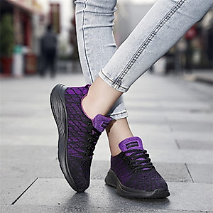Slip on Sneakers for Women Comfortable Walking Shoes Memory Foam Loafers Waterproof Sneakers Women(0726TA249 Purple,Size 8)