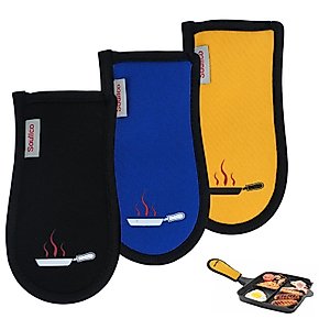 Skillet Handle Cover, Potholder Set Cast Iron Skillet Handle Cover Heat-Resistant Hot Pan Handle Wrap Sleeve, Non-Slip for BBQ Cookware (Multicolor)