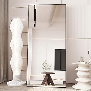 LFT HUIMEI2Y Full Length Mirror 71"x32", Standing Hanging or Leaning Against Floor Tempered Mirrors, Wall-Mounted Full Body Dressing Mirror with Aluminum Alloy Frame for Living Room, Bedroom, Black