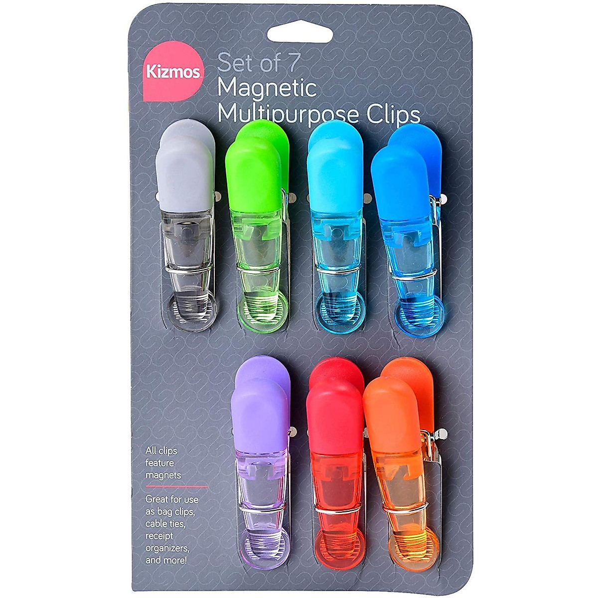 Kizmos Magnetic Multipurpose Bag Clips, Set of 7, Multicolored
