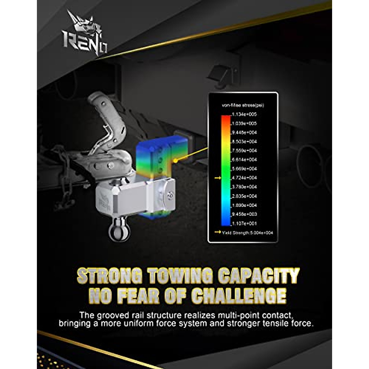 RENO Adjustable Trailer Hitch, Aluminum Dual-Balls with 2 Inch and 2-5/16 Inch, 4" Rise/Drop Hitch Ball Mount for 2" Receiver - 12,500 lbs Towing Capacity