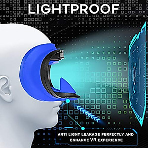 (1 Pack) Orzero Silicone Face Cover Skin Compatible for Quest 2, Standard Eye Pad, Sweatproof Light Blocking (Washable) for Virtual Reality Headset - Blue