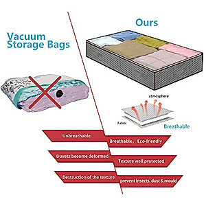 adikaka Underbed Storage Containers Bags 3-Pack, Foldable Large Fabric Container with Clear Window and Reinforced Handles for Clothes and Blankets - 40 x 20 x 7 Inches, Gray