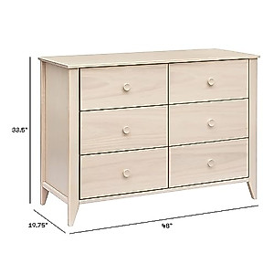 Babyletto Sprout 6-Drawer Dresser for Kids Bedroom - Baby Dresser for Nursery - Double Chest of Drawers for Boys and Girls - GREENGUARD Gold Certified Wood Dresser for Living Room - Washed Natural
