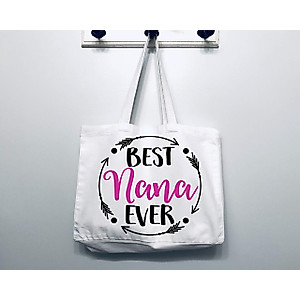 COCOVICI Nana Tote Bag | Grandma Gifts | Nana Gifts | Nana Christmas Gift | Christmas Gift from Grandkids (Best Nana Ever Pink/Black Font)