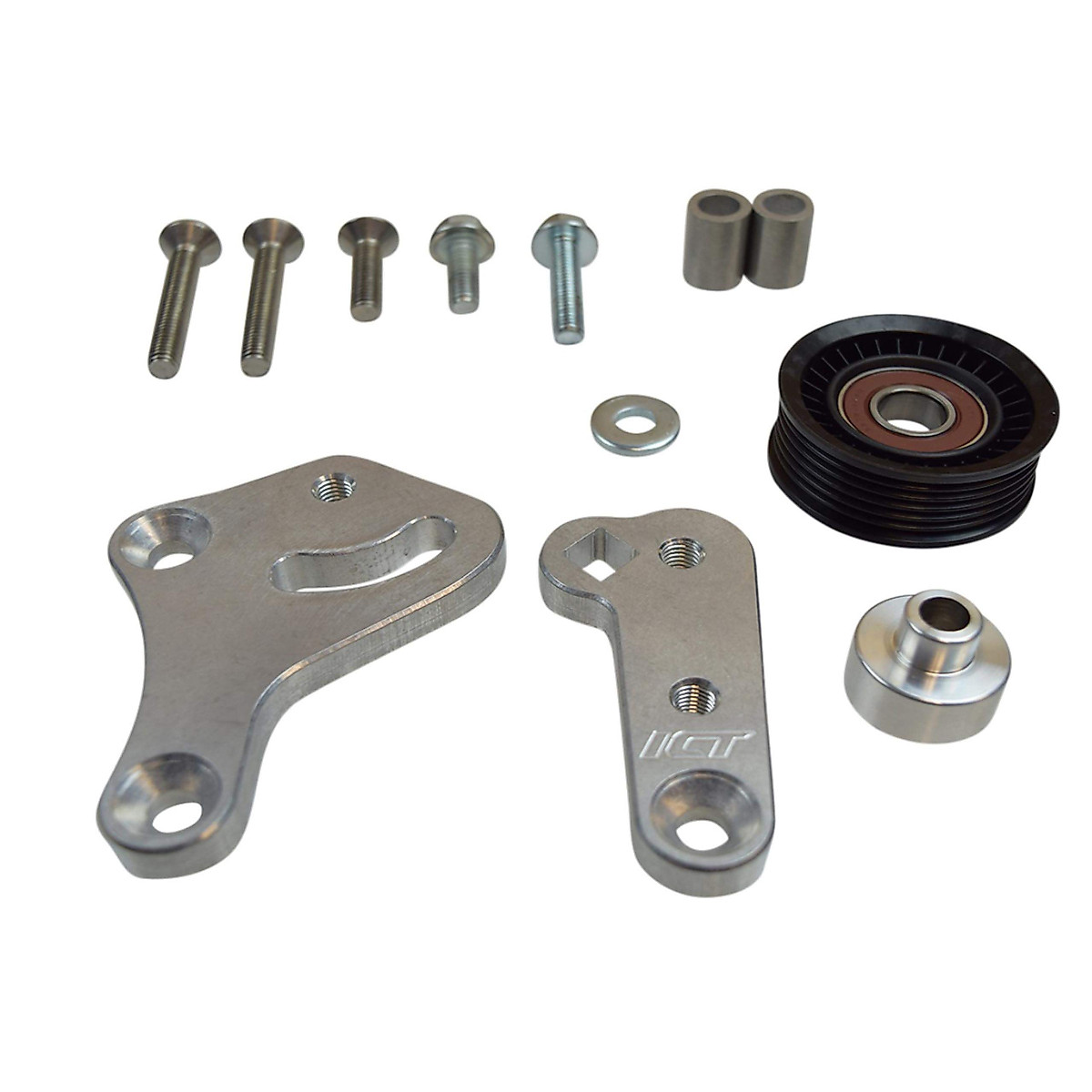 ICT Billet LS1 Manual Belt Tensioner w/Pulley - Compatible with 1998 1999 2000 2001 2002 Camaro Z28 SS Firebird Formula Trans Am WS6 LS LS2 GTO Aluminum 551617X-2