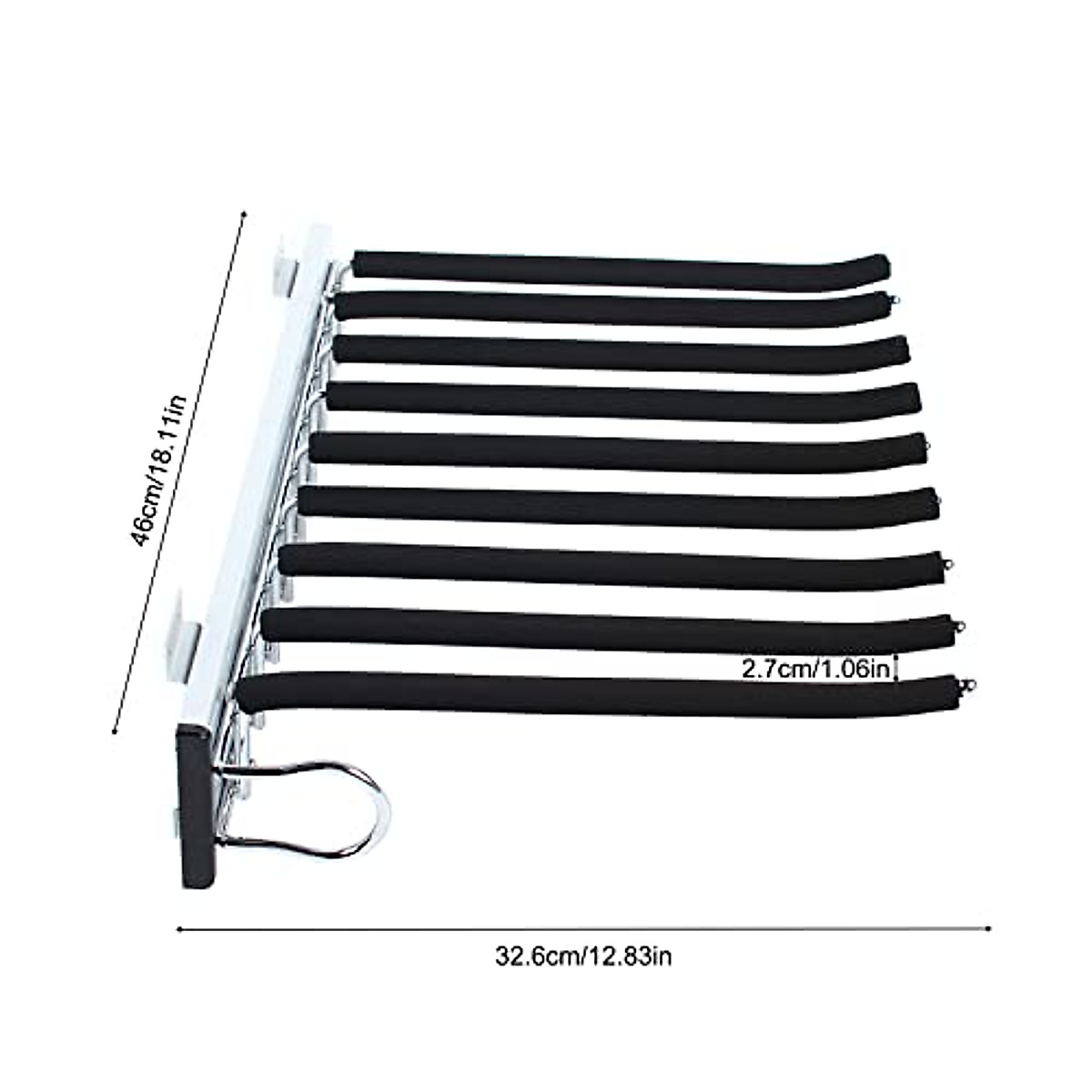 Pull Out Trousers Rack 9 Arms Closet Pants Hanger Bar Stainless Steel Hanger Rail Extendable Trousers Hanger for Clothes Towel Scarf Trousers Tie, 18.11x12.83in (Left Installation)