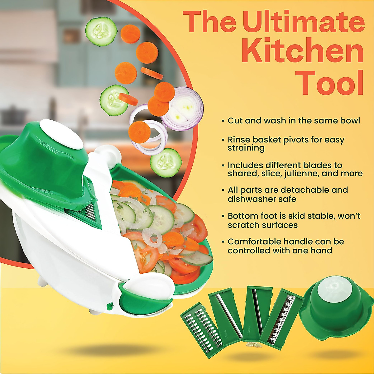 Ultimate Irish Prep Bowl - Ronnie Neville’s Original as Seen on TV Salad Preparation and Rinsing Bowl, Vegetable Slicer Salad Maker Kitchen Tools to Shred/Slice/Rinse, Kitchen Tool Salad Cutter Bowl