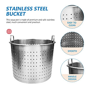 Hemoton Stock Pot Strainer Basket Insert Seafood Boil Pot Crawfish Crab Steamer Pot Stainless Steel Pasta Cooker for Home Restaurant Kitchen