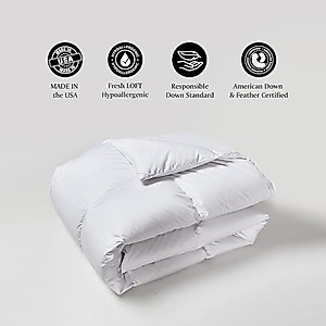 Beautyrest White Goose Down Comforter King Size - All Seasons Warmth Sateen Cotton European Down Duvet Insert 650 Fill Power Feather Down Comforter Insert Made in USA
