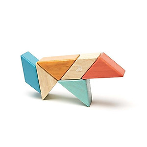6 Piece Tegu Pocket Pouch Prism Magnetic Wooden Block Set, Sunset