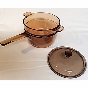 Corning Visions Vision Ware Amber 3 Piece Double Boiler Sauce Pan w/ Lid