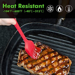 SURDOCA Silicone Pastry Basting Brush - 2Pcs 8.2 in Heat Resistant Brush for Baking Cooking Food, BPA Free Kitchen Brush for Sauce Butter Oil, Stainless Steel Core Design for Barbecue BBQ Grilling