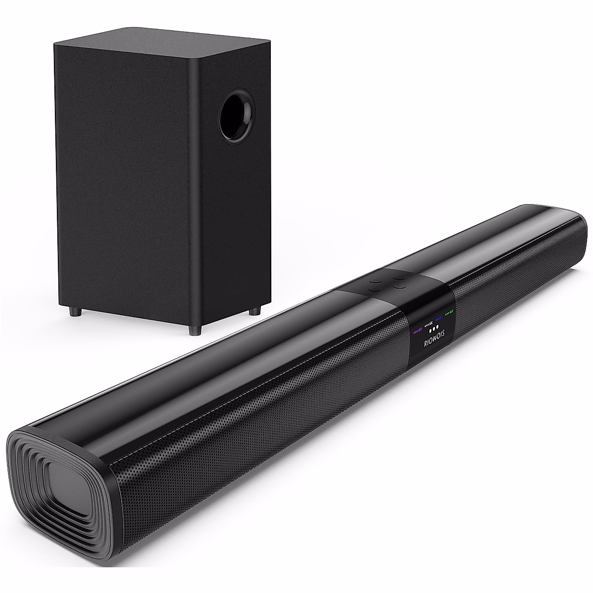 Saiyin Sound Bar for Smart TV with 5.25 Inch Subwoofer, 100W 24 Inch Soundbar for TV, TV Soundbar with Optical, ARC, AUX and Bluetooth 5.3 Inputs, Detachable Surround Sound System for TV