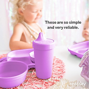 Re-Play Made in USA 10 Oz. Sippy Cups for Toddlers, Pack of 4 - Reusable Spill Proof Cups for Kids, Dishwasher/Microwave Safe - Hard Spout Sippy Cups for Toddlers 3.13" x 6.25", Princess