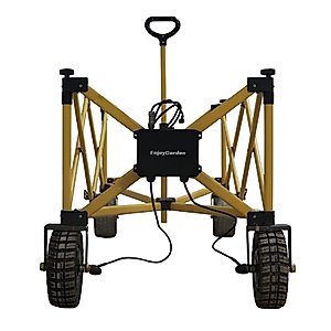 Enjoygarden Powered Wheel Barrows 5.7 Cubic Ft Utility Wagon, 440lbs Load, All-Terrain 10in Wheels, Yellow