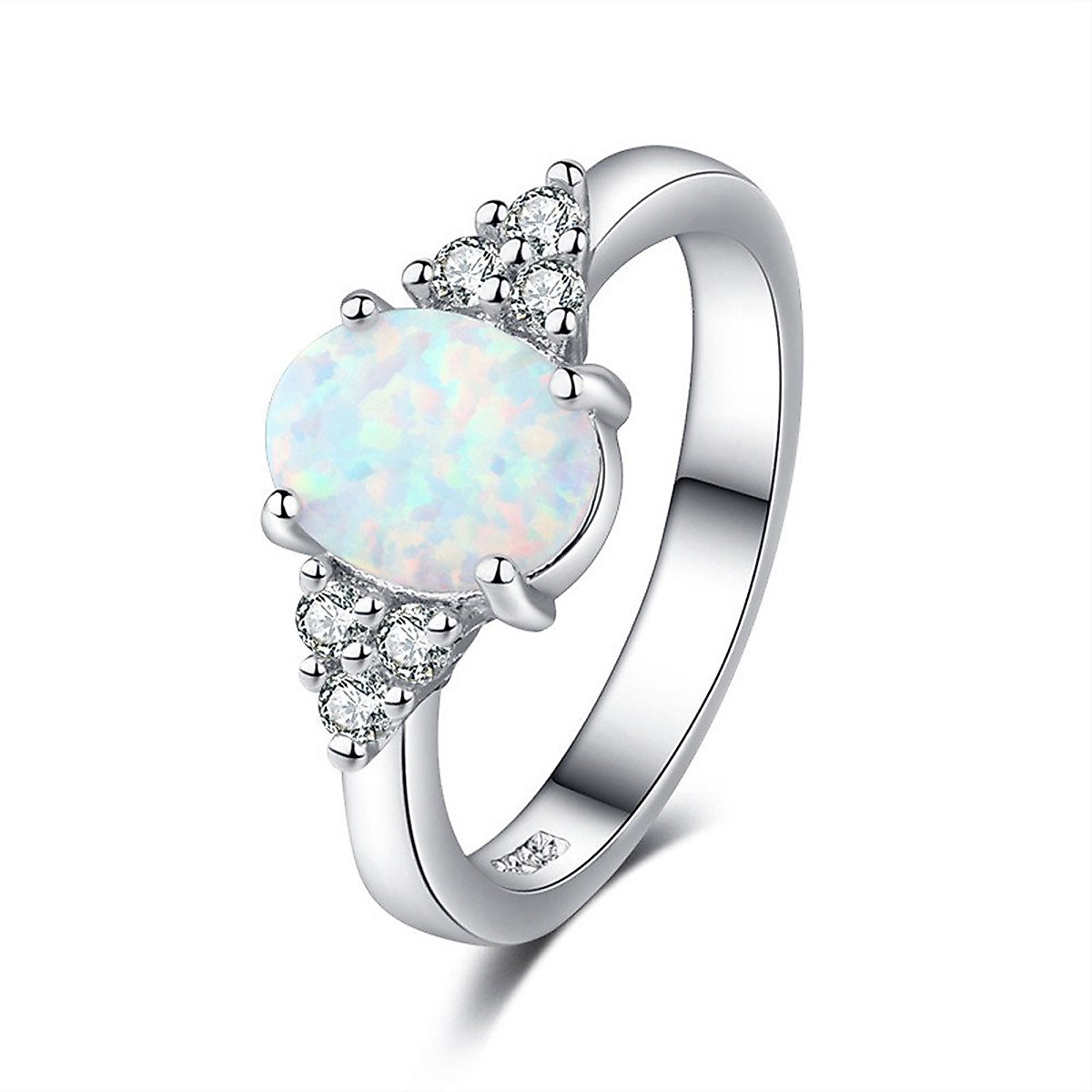 Mosaicc Rings for Women Stone Opal Round Opal Hand White Ring Women's Exquisite Ring Valentines Day Gifts for Him Her Engagement Party Birthday Proposal Present