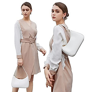 CYHTWSDJ Shoulder Bags for Women, Cute Hobo Tote Handbag Mini Clutch Purse with Zipper Closure (White, L)