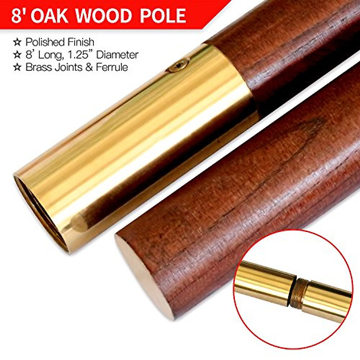 ANLEY 8 Ft Presidential Deluxe Indoor USA Flag Pole Set - 8' Oak Pole, Gold Fringed US Flag, Stand, Cord Tassel and Eagle Top Ornament for Offices, Schools, Churches & Auditoriums 8 Foot High