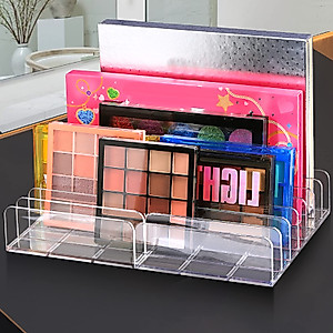 2Pcs Makeup Pallet Organizer,Acrylic Eyeshadow Palette Makeup Organizer,Clear Eyeshadow Palette Cosmetic Organizer,7 Sections Palette Organizer Makeup Holder for Bathroom Countertop Wallets Sunglasses
